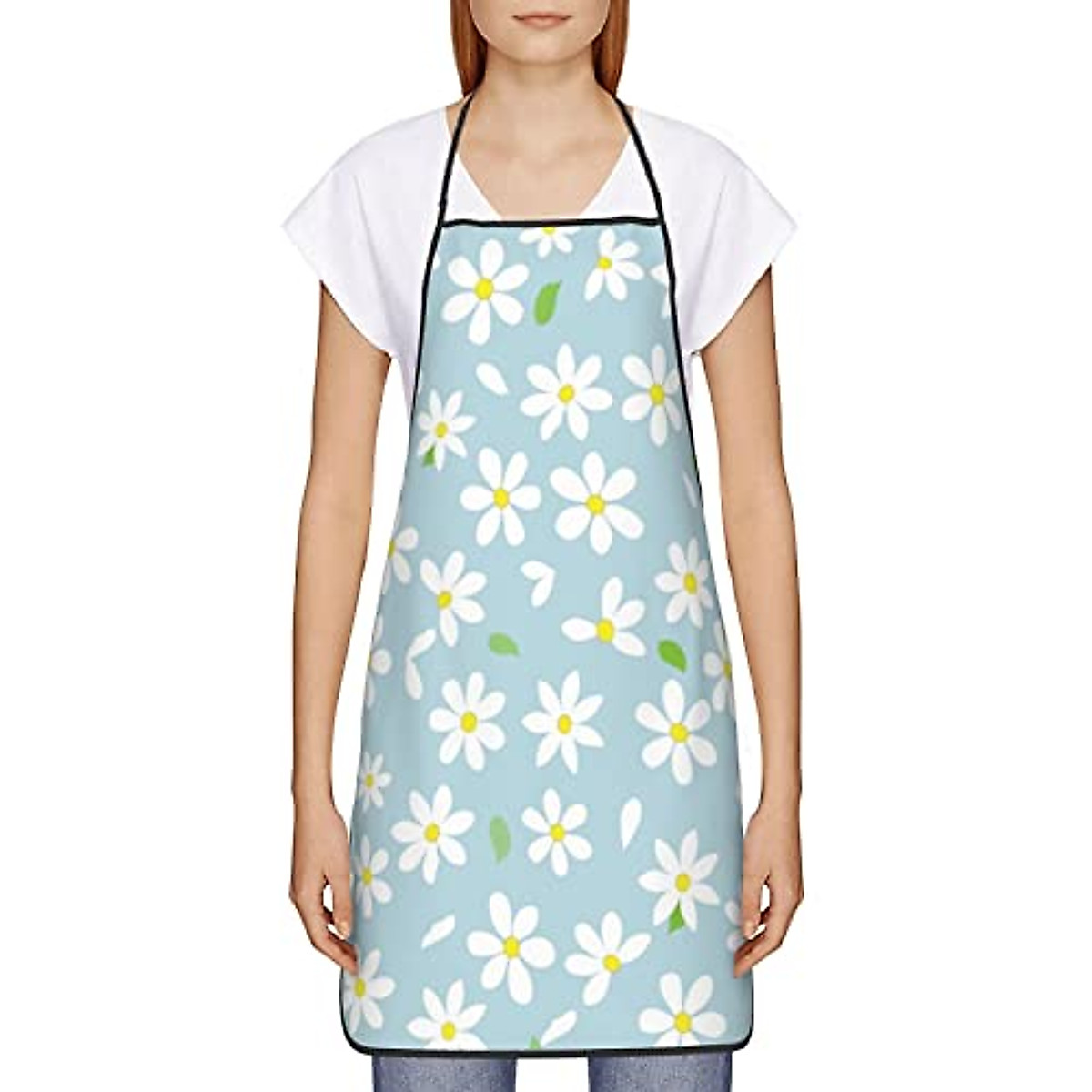 Cute Daisies On A Blue Sky Aprons For Women Men Waterproof Bib Apron Chef Aprons For Kitchen Cooking Baking Bbq Gardening