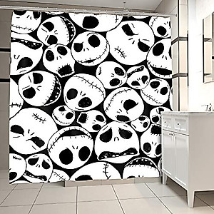 4PCS/Set Halloween Shower Curtain, Christmas Bathroom Set, Waterproof Shower Curtain Sets with Non-Slip Rugs, Toilet Lid Cover and Bath Mat, Durable Shower Curtain with 12 Hooks