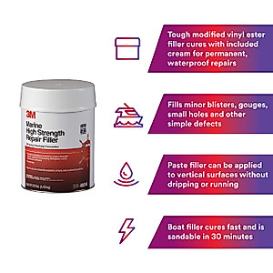 3M Marine High Strength Repair Filler, 46014, 1 gal, White, Gallon