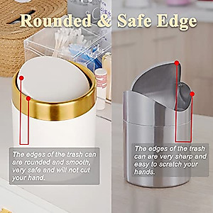 Mini Trash Can with Lid, Brushed Stainless Steel Small Tiny Mini Trash Bin Can, Mini Countertop Trash Can for Desk Office Kitchen, Swing Top Trash Bin 1.5 L/0.40 Gal (Black)