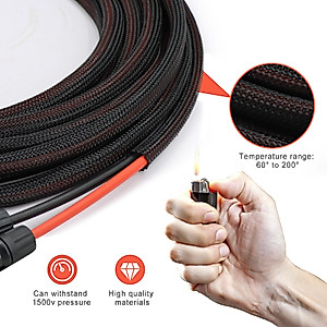 Feotech Twin Wire 75FT Solar Extension Cable - 10AWG(6mm²) Solar Panel Connector, with 6 Pairs-IP67-Male/Female Solar connectors for Outdoor Automotive RV Boat Marine Solar Panel- Black & Red