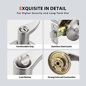 Haidms 6 Packs Brushed Nickel Door Handles Interior, Silver Door Handles,Privacy Door Handle Interior, Door Knobs Interior Brushed Nickel