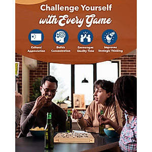 Go Game Set 12 Inch - Traditional Go Set with Pull-Out Storage Drawers, Portable Wood Veneer Goban, Strategy Board Games for Adults, Go Board Game by WE Games