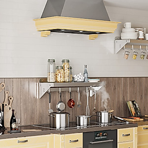 RIEDHOFF Metal Multifunctional Storage Rack with Backplash for Kitchen, [NSF Certified] 12" x 36" Stainless Steel Wall Mount Shelf with 6 Hooks for Hanging Pots, Pans,cookware in Home and Restaurant