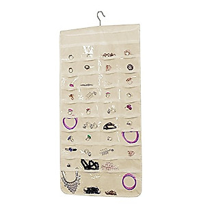 Qrandy 80 Pockets Hanging Closet Jewelry Dual-sided Organizer