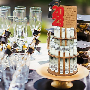 2023 New Graduation Gift Money Holder, DIY Double-Layer Cash Holders with 25 Holes，Creative Converting Congrats Grad Card Holder Money Cake for Graduation Party(Red)