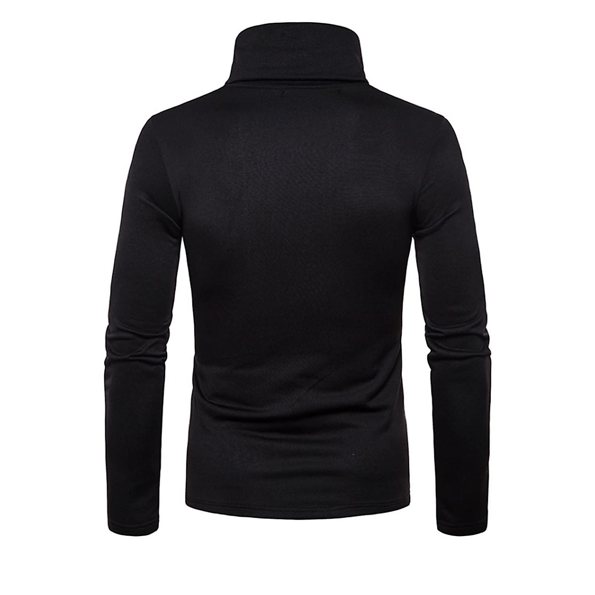 Men's Turtleneck Top Slim Fit Solid Base Thin Sweater Casual Long Sleeve Underwear Tops Male Cozy Blouse T-Shirt Black