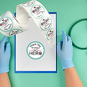 wootile Healthcare Heroes Stickers Thank You Labels 1.5 Inch - 500 Pcs Thank You for Being A Hero Nurse Essential Workers Week Appreciation Themed Gratitude Sticker Doctors Cards, Envelopes,Gift Bags