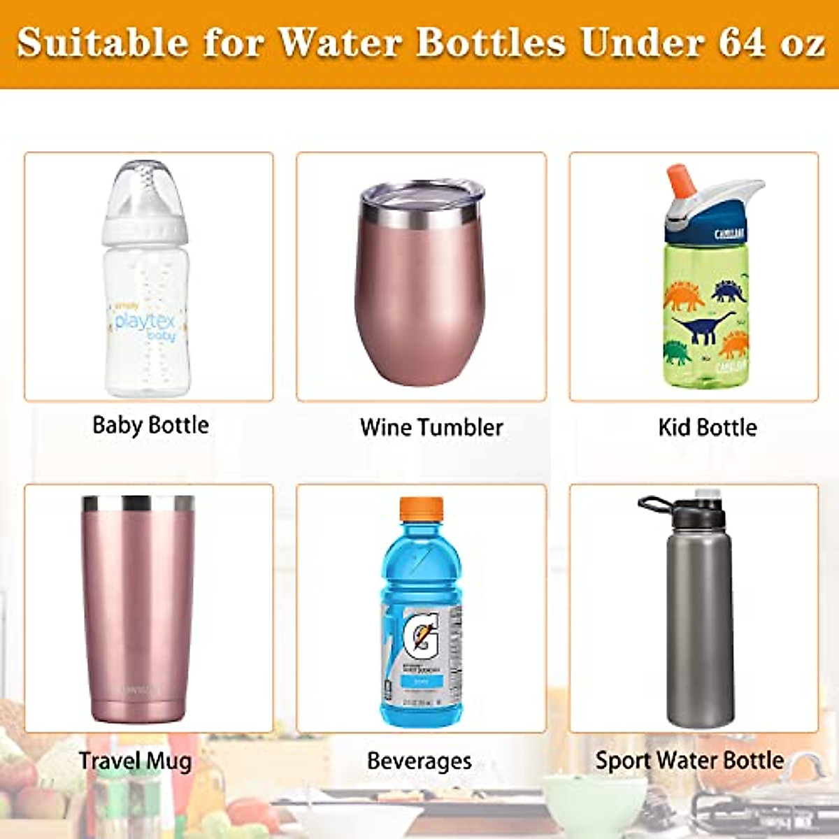 Water Bottle Organizer For Cabinet, Expandable Water Bottle Holder Rack, Adjustable Tumbler Storage For Kitchen Organization, 2 Tier Cup Organizer For Sports Flask Insulated Travel Mug Fridge, White