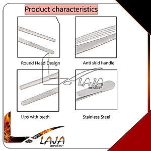 Laja Imports Stainless Steel Extra-Long 18 Inch Tongs Tweezers With Precision Serrated Tips For Garden, Kitchen, Indoor & Outdoor for Educational Use