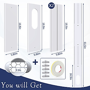 BAPHILE Portable Air Conditioner Window Kit, Adjustable Universal Window Vent Kit for AC Unit, Vertical or Horizontal Sliding Window Kit Plate for 5.1’’/13 cm AC Exhaust Hose