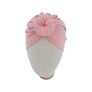 Sugarmelon Silk Satin Lined Turban Hat for Babies Infant Toddler Girls Boys Bonnet Newborn Cotton Beanie Little Kids Shower Caps (0-6M,104 Cott Peach)