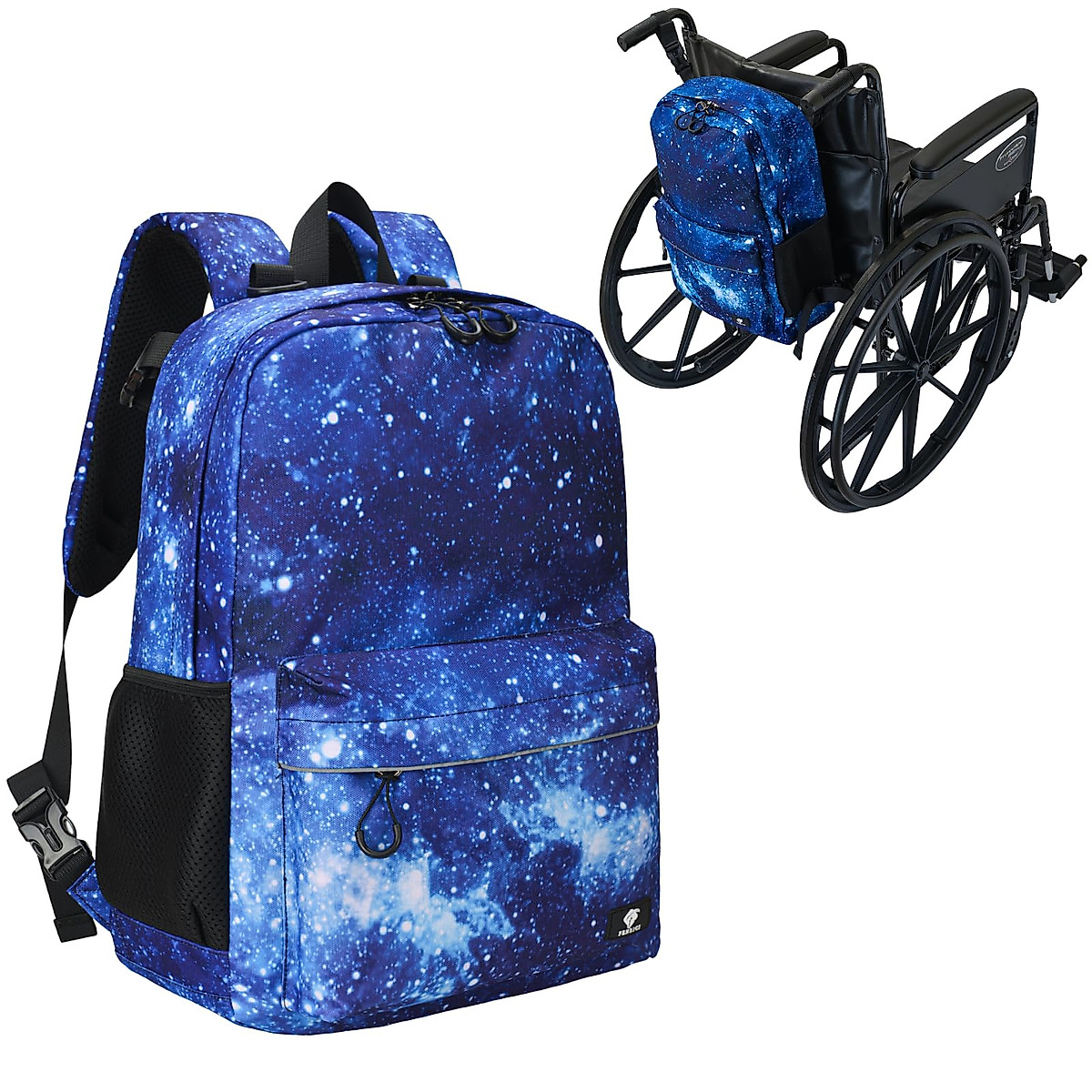 Fenrici Adaptive Backpack for Girls, Boys for All Abilities and Ages; Wheelchair Backpack with Adaptive Design; Perfect for Travel, School, and Everyday Adventure, Blue Galaxy