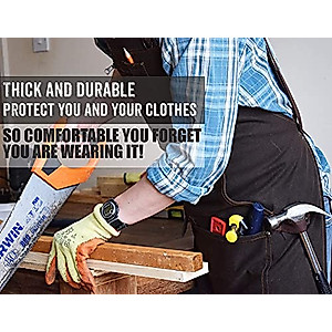 Woodworking Shop Apron - 16 oz Waxed Canvas Work Aprons | Metal Tape holder, Fully Adjustable to Comfortably Fit Men Size S to XXL | Tough Tool Apron to Give Protection, Ideal Fathers Day GIft for Dad