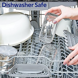 4 Set Glass Cups with Lids and Straws 16 oz, Glasses Drinking Set, Iced Coffee Cup with Bamboo Lids, Drinking Glasses Tumbler with Straw and Lid, Glass Can Coffee Cups, Drinking Glassware, 2 Brushes