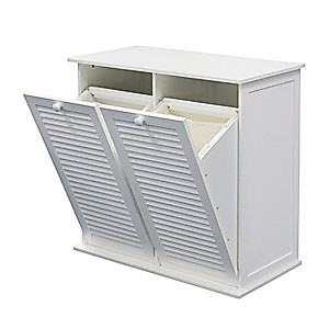eHemco Dual Basket Tilt Out Laundry Sorter with 2 Removable Cotton Bags, White