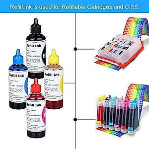 TBTeek 400ml Cyan（Dye Ink） Printer Refill Ink Dye Bottles Kit for Refillable Cartridges and CISS, for PIXMA MX922, MG5720, TS6020, TS6120, TS5020, MG6820, IX6820, MG5620