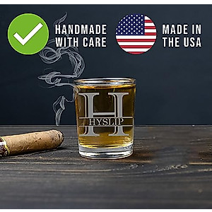 Personalized Etched 2.5oz 1pk Shot Glass – Customized Monogram Name, Custom Gifts Men Women, Groomsmen, Engraved Wedding Birthday Anniversary Retirement Gift Ideas Him Her, Party Favors, Halpert