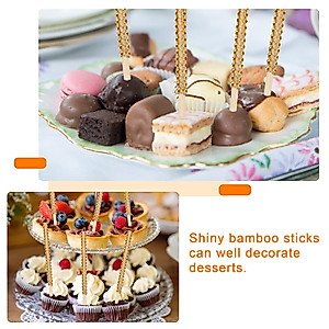 Anglecai 24Pcs Candy Apple Bamboo Stick Kit, 24P Bling Stick for Apple Rhinestone Wooden Skewers, with 24P Bags, 1P 25 Yard Glitter Ribbon, Bling Stick for Caramel Apple Lollipop Crispy Treat