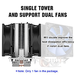 Pccooler S83 CPU Cooler - Mini CPU Heatsink - TDP 95w - Single Tower and Support Dual Fans - Anti-Oxidation Protective Layer - 80mm Silent Fan Suitable for Mini PC Case - Wide Compatibility