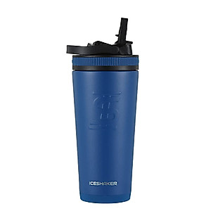 Ice Shaker 26 Oz Sport Bottle, Stainless Steel Water Bottle with Straw Lid, As Seen on Shark Tank, Insulated Water Bottle and Sports Water Bottle, Navy