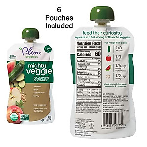 Plum Organics Mighty Veggie Blends Organic Baby Food Meals [12+ Months] Variety Pack 4 Ounce Pouch (Pack Of 18) Packaging May Vary