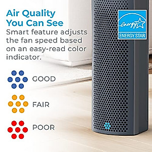 Pure Enrichment® PureZone™ Elite True HEPA Large Room Tower Air Purifier with Air Quality Monitor, 4 Stage Filtration and UV-C Light, Helps Destroy Bacteria, Smoke, Pollen & Dust (Graphite)