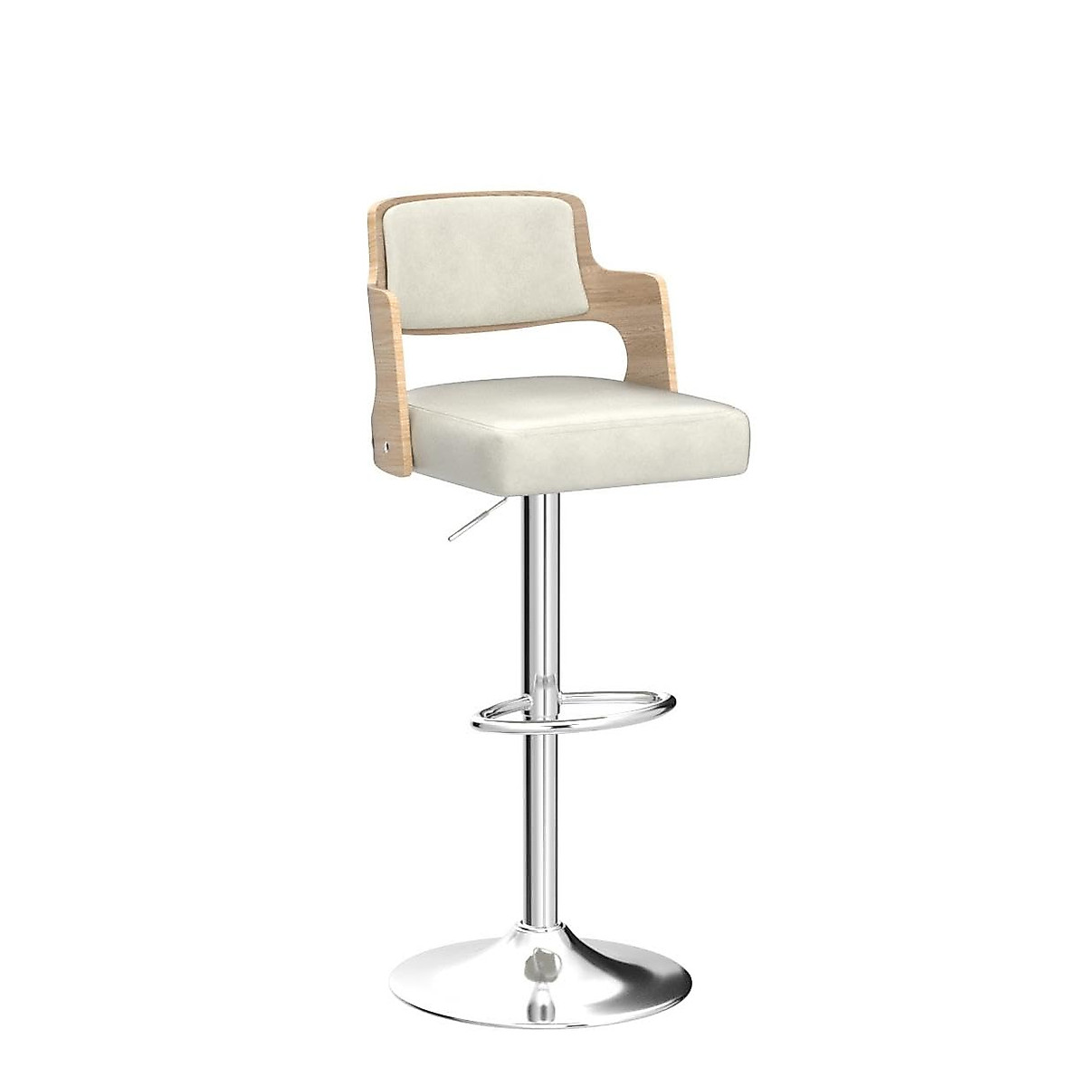 Miereirl Bar Stools Set of 2 Morden Height Counter Bar Stools with Wood Back Thickened Seat Swivel Adjustable Stool Chair for Home Kitchen Island Beige