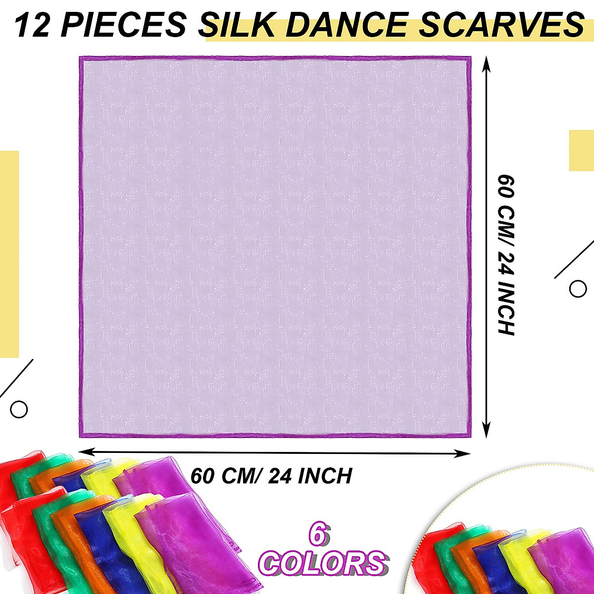 24 Pcs Rainbow Streamers Juggling Scarves Ribbon Scarves for Kids Rhythm Streamers Dance Scarves Gymnastics Accessories Magic Props Rainbow Dancing Party Favors for Kids Adults Party Dancer Play