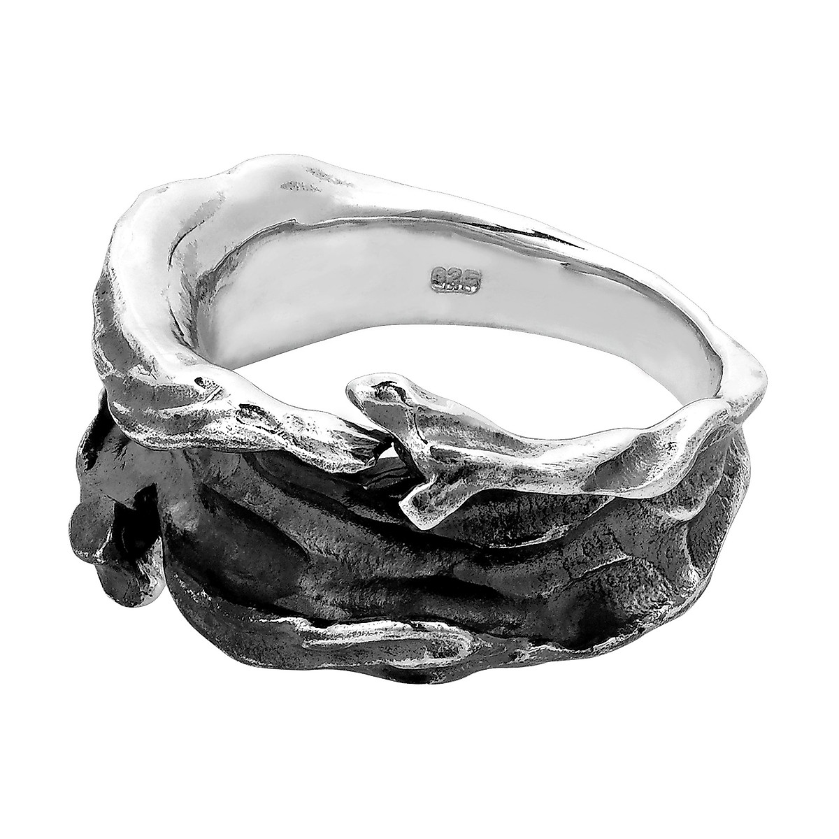AeraVida Unique Burnt Flame Fire Oxidized Sterling Silver Ring | Classic Wedding Rings For Women | Gothic Comfort Fit Silver Rings for Women | Sterling Silver Rings Sizes (7)