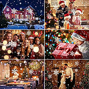 Christmas Projector Lights Outdoor, Snowflake Projector, Gimify Snowfall Projector LED Light IP65 Waterproof APP Control Timer for Christmas Decorations Xmas Holiday Party Garden Wedding Patio