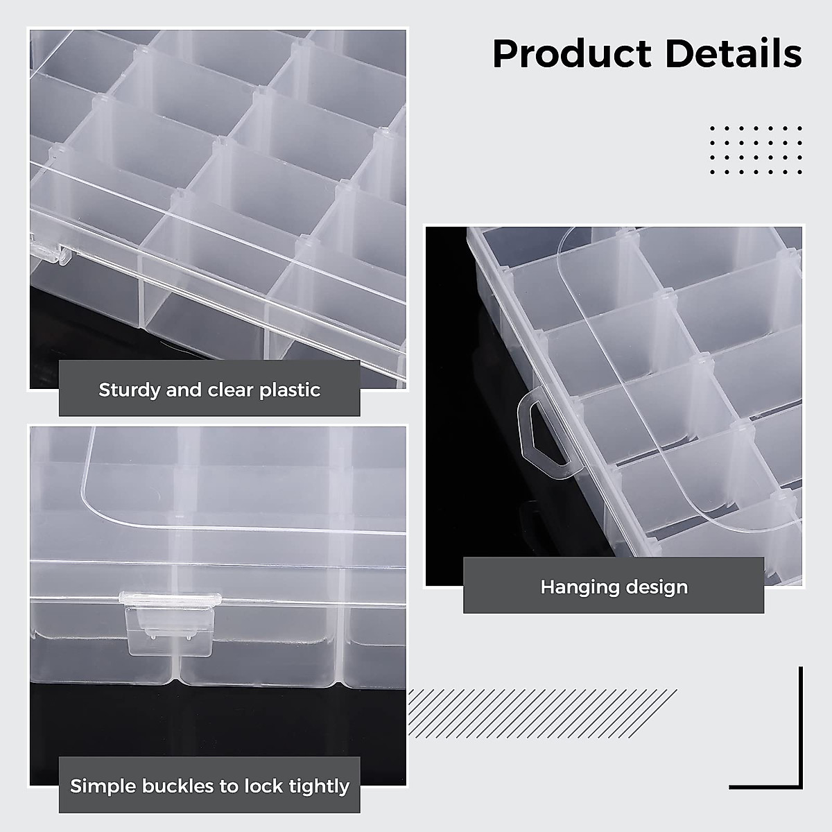 Anjetan 36 Grids Clear Plastic Organizer Box