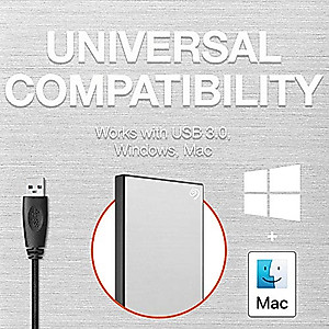 Seagate One Touch 2TB External Hard Drive HDD – Silver USB 3.0 for PC Laptop and Mac, 1 year MylioCreate, 4 Months Adobe Creative Cloud Photography Plan (STKB2000401)