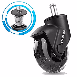 ATOMDOC Office Chair Caster Wheels, 3" Newly Lightweight Caster Wheels & Revolutionary Swivel Vertical Axle, Safe Protection for All Floors Including Hardwood, Set of 5