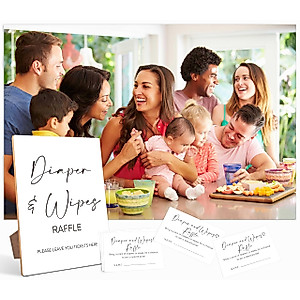 Diaper And Wipes Raffle Baby Shower Games,Baby Shower Decorations,Baby Shower Signs,Gender Reveal Decorations,Baby Shower Bingo,1 Wooden Play Sign with Stand and 50 Raffle Tickets Set