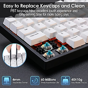 Vissles Wireless Bluetooth/USB Wired Mechanical Gaming Keyboard with Wrist, Hot Swappable Compact 84 Keys, Tenkeyless DIY RGB Dynamic Backlit for Mac Windows, PBT Keycaps & Linear Switch V2