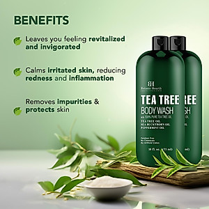 Botanic Hearth Tea Tree Body Wash, Helps Nail, Athletes Foot, Ringworms, Jock Itch, Acne, Eczema & Body Odor, Soothes Itching & Promotes Healthy Skin and Feet, Naturally Scented,16 fl oz 2 Pack