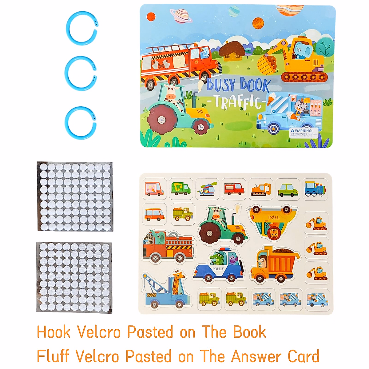 MIKNEKE DIY Quiet Book for Toddlers, Montessori Busy Book for Kids, Vehicle Preschool Learning Activities Learning & Education Toys