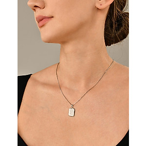 YL Initial Necklace 925 Sterling Silver Square Letter Pendant A Alphabet Necklace for Women