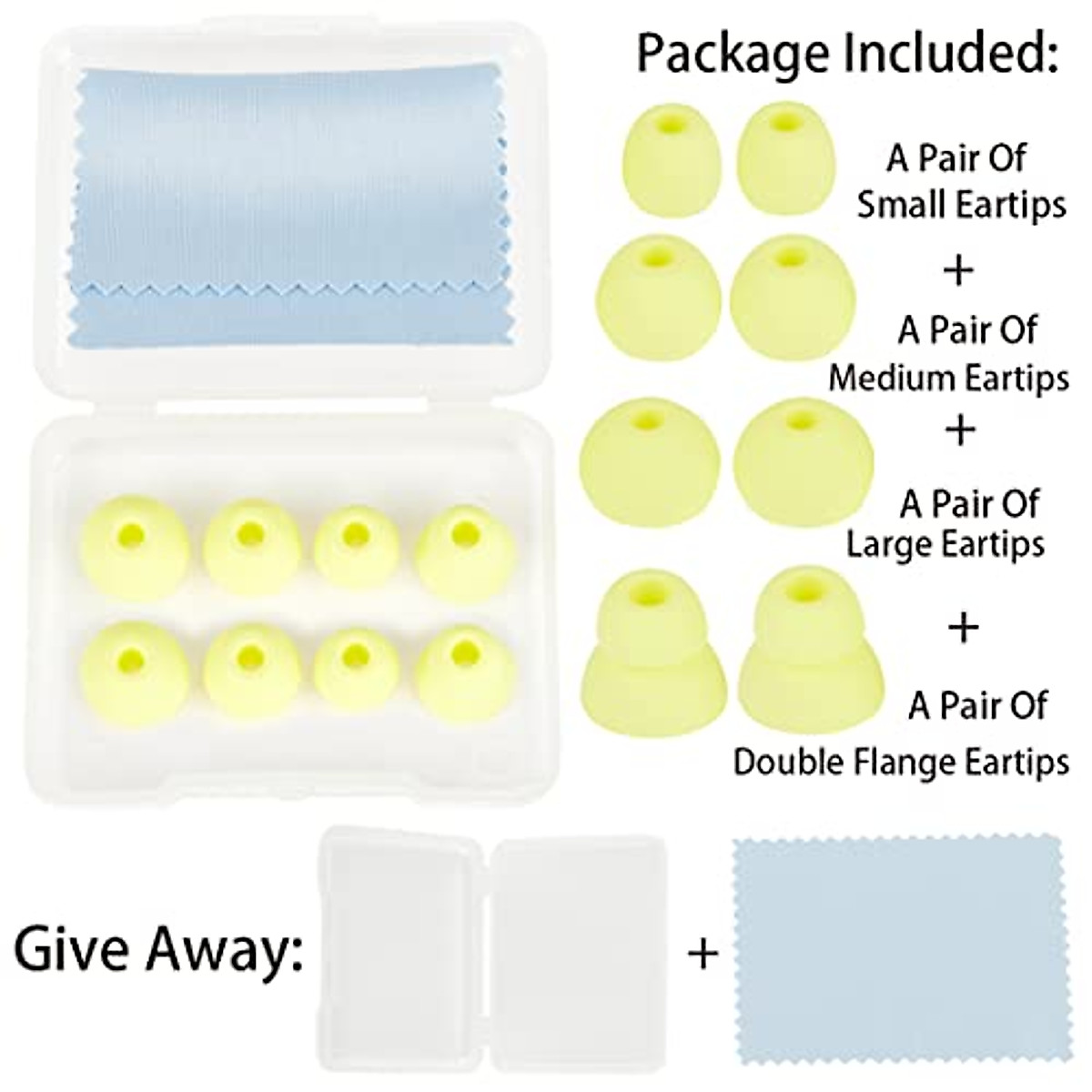 Earbud Tips Replacement Earbud Tips Earbud Replacement Tips Earbuds Replacement Tips Ear Pads Ear Cushions Ear Tips for Earbuds for Powerbeats Pro Beats Wireless Earphone Headphones 4 Pairs (Yellow)