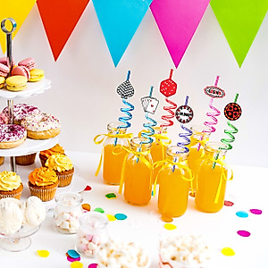 Casino Party Favors Casino Straws 24pcs Casino Theme Party Decorations Supplies Casino Plastic Crazy Straws for Las Vegas Birthday Party, Casino Night, Poker Events Party Decorations