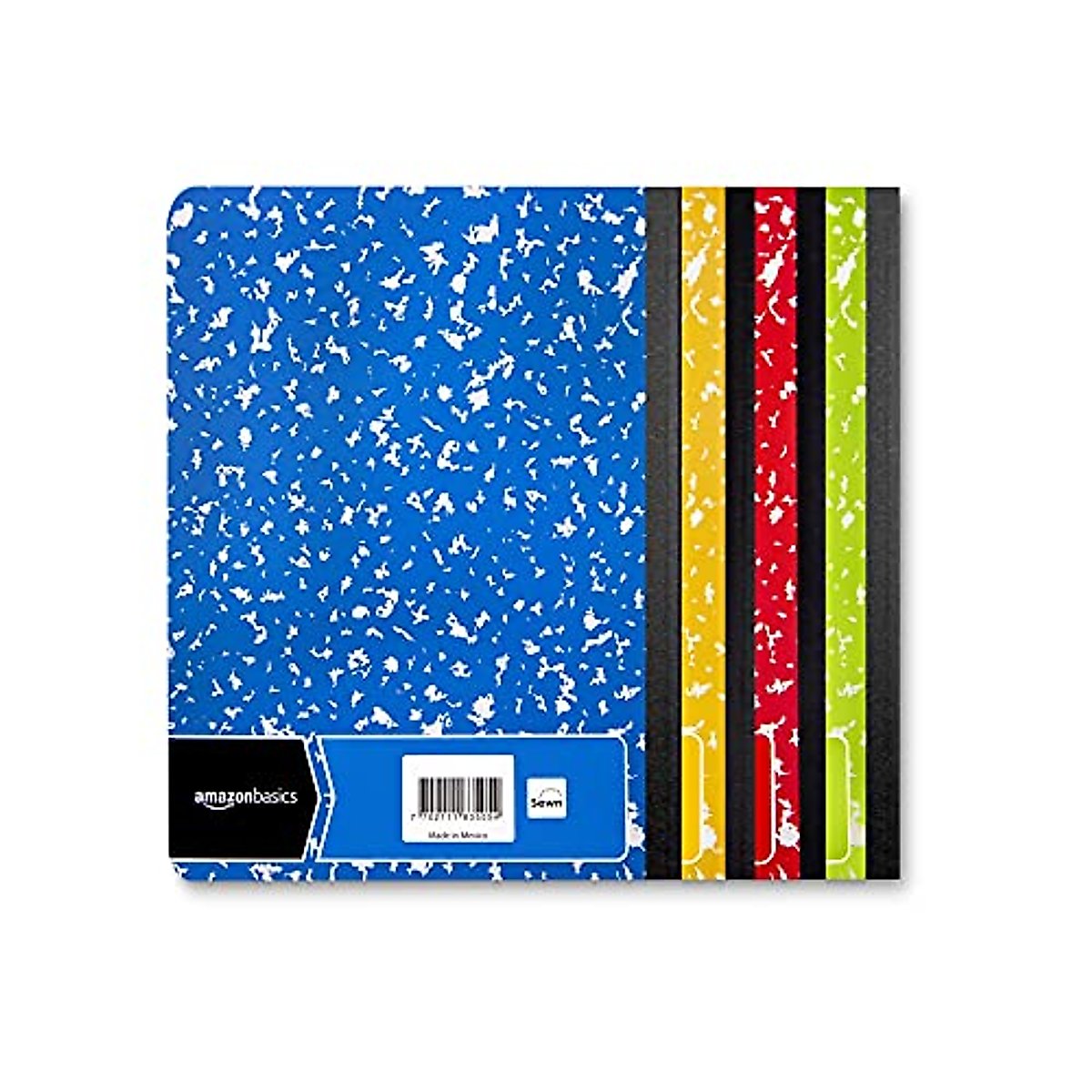 Amazon Basics Wide Ruled Composition Notebook, 100 Sheet, Assorted Marble Colors, 4-Pack