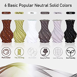 OEM MIKA3D 1.75mm 3D Printer PLA Filament 6 in 1 Bundle: Black, White, Light Grey, Dark Grey, Brown, Army Green; 6 Neutral Colors Packed, Each 250g, 6 Spools Packed, Total 1.5Kg 3D Printing PLA