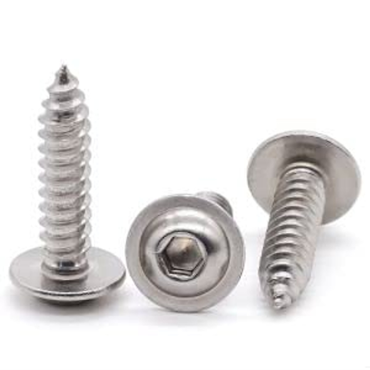 Glvaner (100 pcs) M3 x 25mm Flanged Button Head Socket Cap Self Tapping Screws 304 Stainless Steel 18-8 Wood Screws