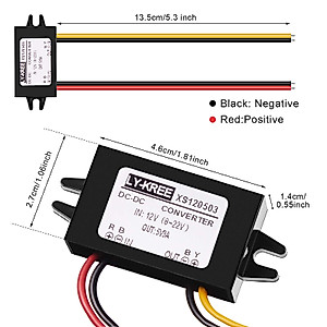 Weewooday Direct Current Converter 12v to 5v 3a 15w Buck Converter Module, Reduced Voltage Regulator Car Power Output Power Adapter, Wire Interface(3 Pieces)
