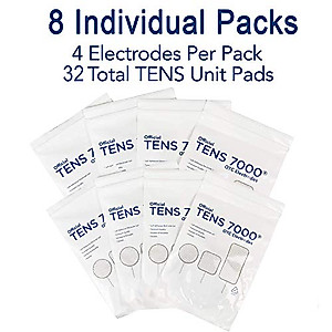 TENS 7000 Official TENS Unit Replacement Pads 32 Pack - 16-2" X 2", 16-2" X 4" TENS Unit Electrode Pads Compatible with Most TENS Machines Replacement Electrodes Value Pack