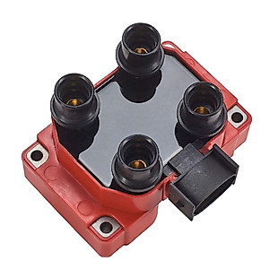 ENA Set of 2 Red Ignition Coil Pack Compatible with Ford Lincoln Mazda Mercury F150 F250 E150 Escort Explorer Mustang Ranger Town Car Expedition Mark B2300 B2500 Tracer Cougar Replacement for FD487