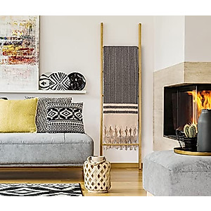 Rumi&Shams Cotton Throw Blankets | Turkish Blanket (52x70 Inches - 8 Colors) | 100% Turkish Cotton Sofa Throw | Striped Chevron Pattern | Summer Throw Blanket | Black Throw Blanket for Couch