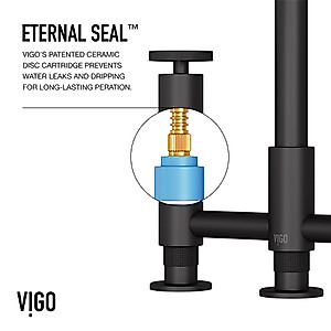 VIGO 10" W x 12" H x 11" D Cass Two-Handles Pull Out Kitchen Faucet in Matte Black - VG02051MB