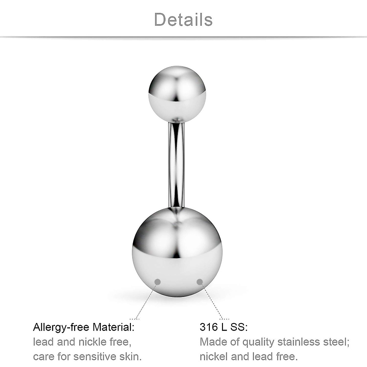 SCERRING 9PCS 16G 6mm 1/4 Inch 316L Surgical Steel Short Belly Button Rings Dangle Belly Earring CZ Navel Ring Barbell Body Piercing Silver & Rose Gold